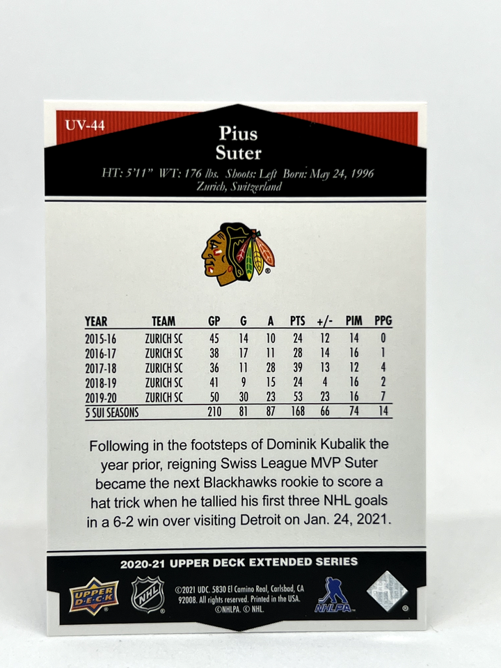 2020-21 Upper Deck Ultimate Victor Pius Suter Chicago Blackhawks #UV44 ...
