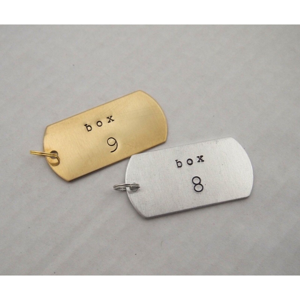 Customized Box Mailbox Number # Hand-Stamped Metal Keychain Tags Brass ...