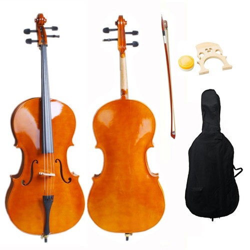 Full Size 4/4 Natural Basswood Acoustic Cello Kit w/ Bag Bow Rosin ...