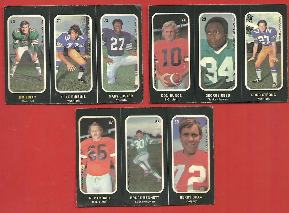 1972 OPC CFL FOOTBALL INSERT TRIO STICKER PANELS--23 CARD LOT TOTAL | eBay