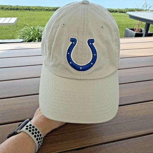 Indianapolis Colts Blue White Horseshoe on Ivory Cotton Hat Cap NFL ...
