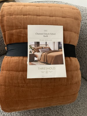 King channel stitch velvet quilt Caramel Color | eBay