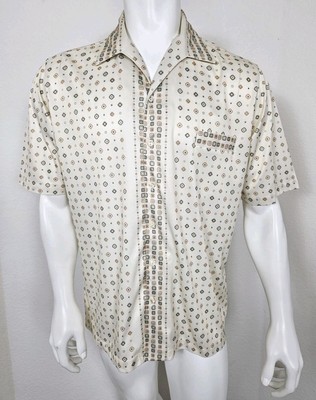 VTG Alan Stuart Mens Shirt Size 17-17.5 XL Short Sleeve Button Stretch ...