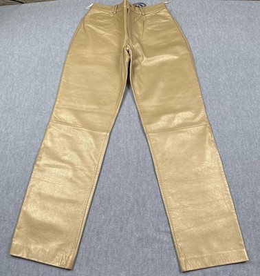 Nicola Berti Pants Womens 8 Gold Genuine Italian Leather Straight Leg ...