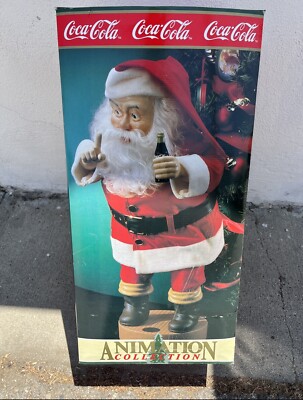 1991 Coca Cola Animation Collection Shhh 24" Tall Santa With Dog In ...
