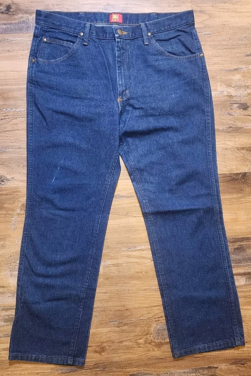 Wrangler 36 MWZ Blue Dark Wash Jeans 100% Cotton Denim 36 X Wrangler 36 MWZ Blue Dark Wash Jeans 100% Cotton Denim 36 X