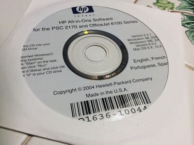 NEW CD OfficeJet 6100 /HP PSC 2170 Series Windows 98, 2000, xp Mac OS 9 ...