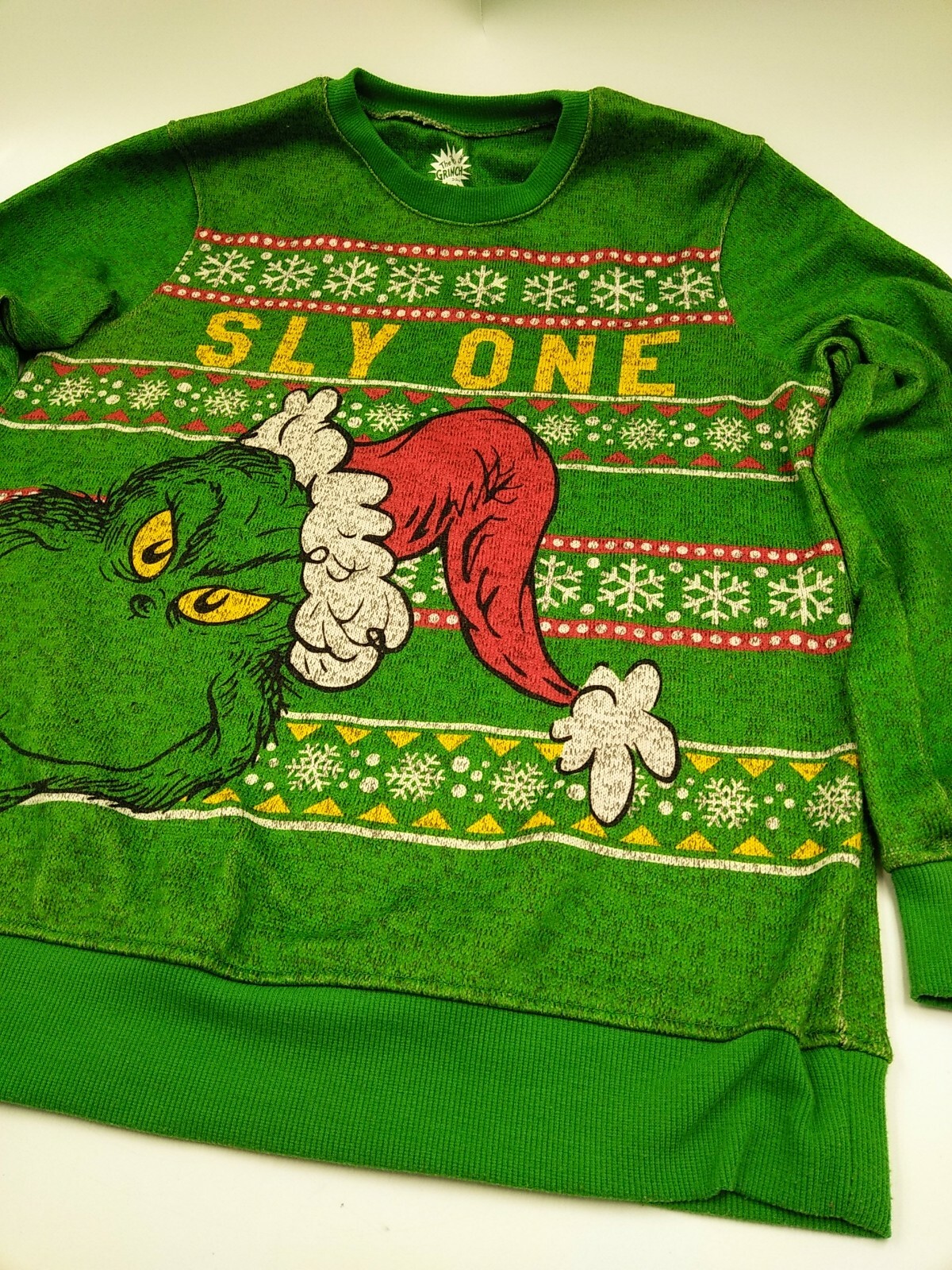 Vintage Dr Seuss Grinch Sweater Green Sly One Size Wo… - Gem