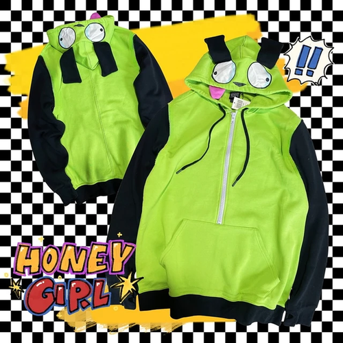 Anime Invader Cosplay Costume Coat Alien Zim Hoodies Jacket Hooded Zip ...