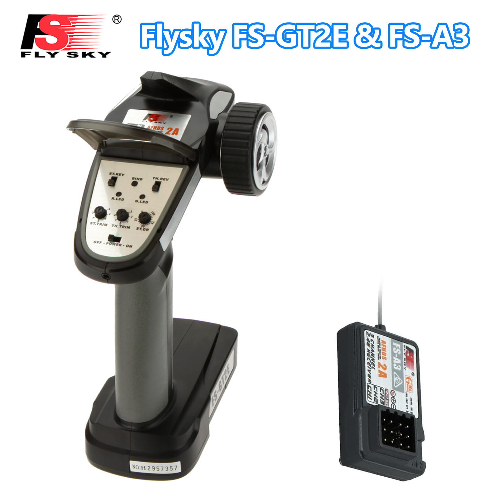 Flysky FS-GT2E 2.4GHz 2CH Transmitter & 3CH FS-A3 Receiver for RC Car ...
