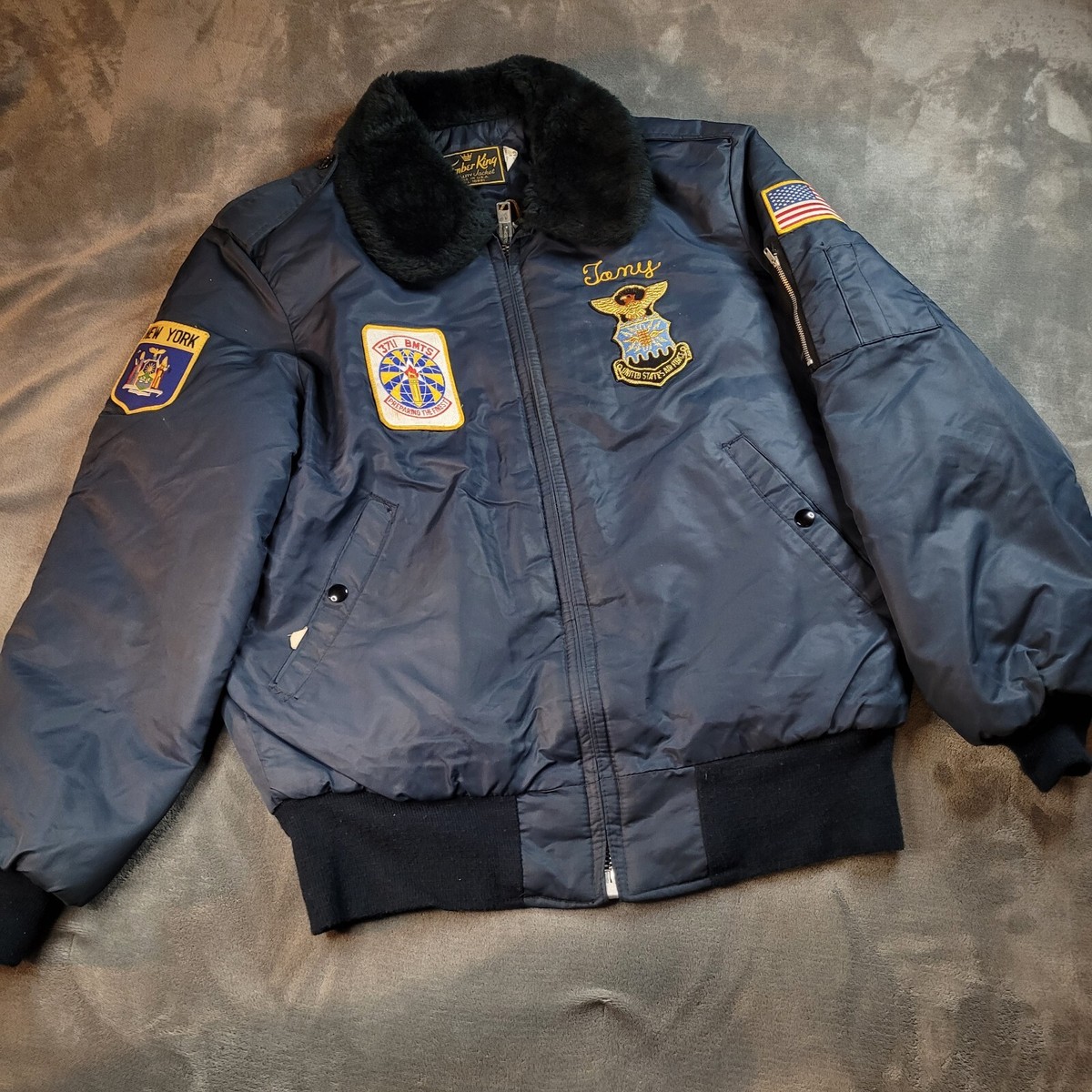 Vtg 70s Timber King Air Force New York Bomber Jacket Patches Vtg 70s Timber King Air Force New York Bomber Jacket Patches