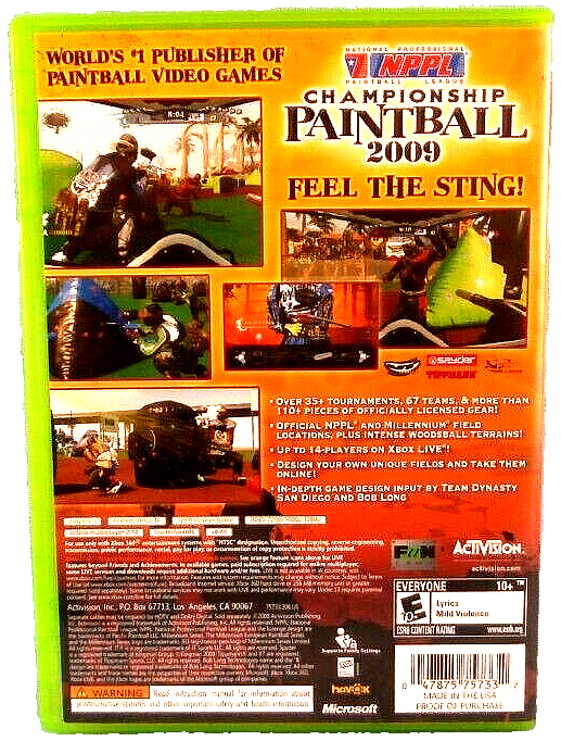XBOX 360 NPPL 2009 PAINTBALL CHAMPIONSHIP GAME DISC IN ORIGINAL CASE ...