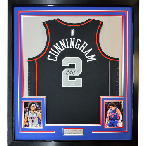 Framed Autographed/Signed Cade Cunningham 35x39 Pistons Jersey Fanatics ...