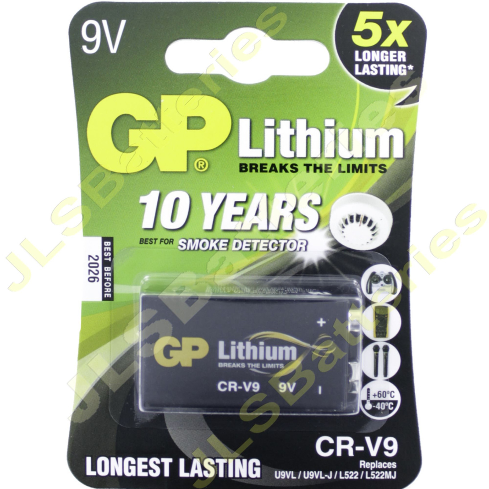 LITHIUM 9V Battery GP CR-V9 U9VL U9VL-J L522 PP3 MN1604 4891199104565 ...