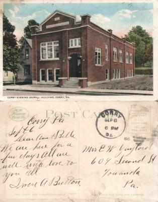 CORRY EVENING JOURNAL BUILDING CORRY PA ANTIQUE POSTCARD | eBay
