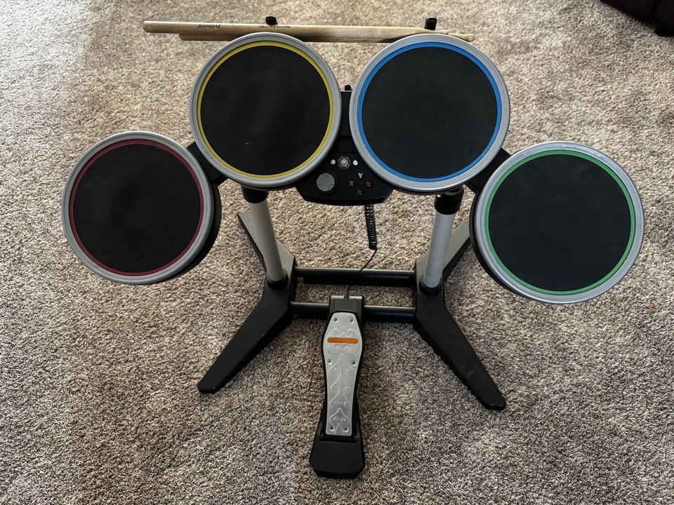 Xbox 360 Rock Band DRUM KIT SET WIRELESS, + DRUMSTICKS | eBay