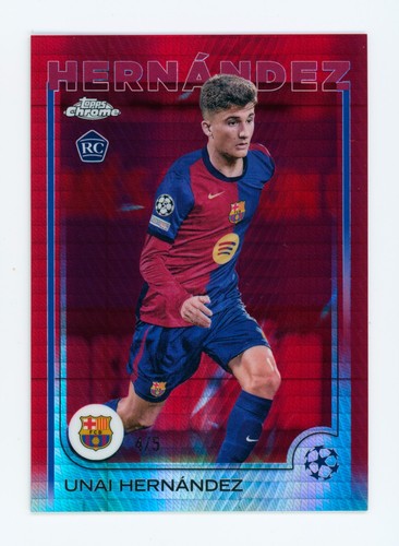 2024-25 Unai Hernandez Topps Chrome Red Refractor FC Barcelona Rookie ...