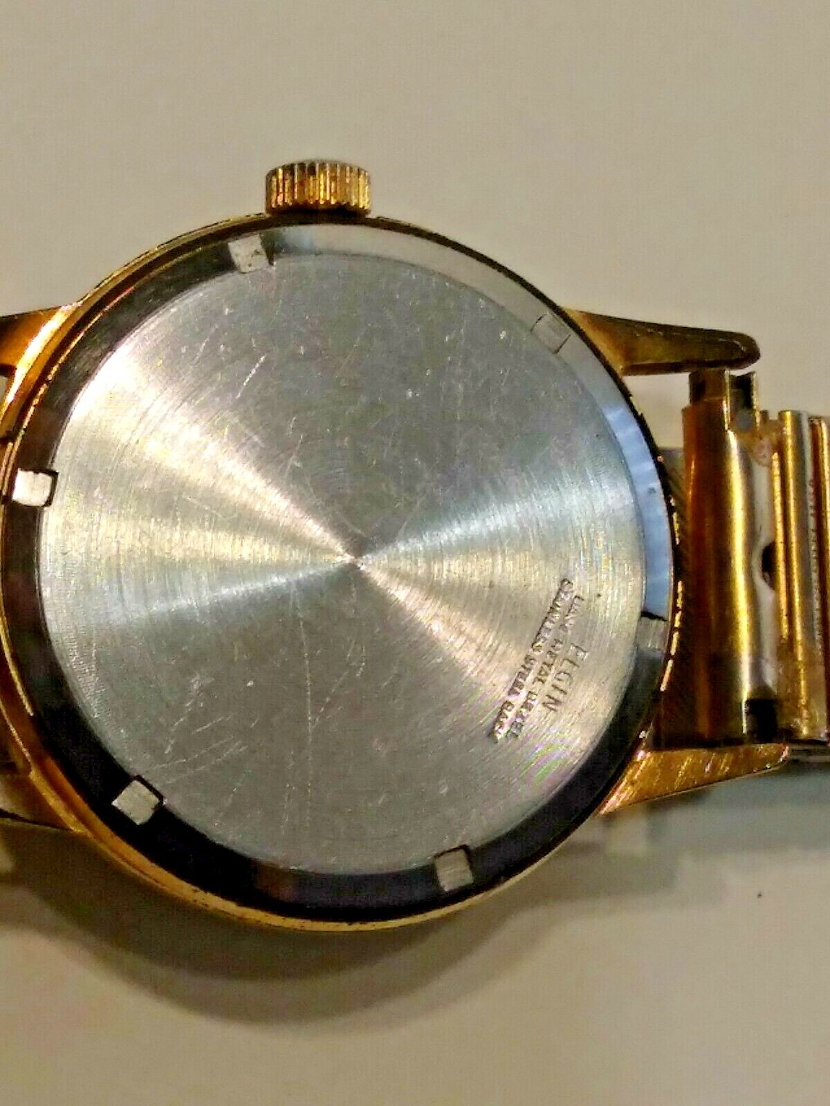 ELGIN Men's Watch Base Metal Bezel Stainless Steel Back W/ Band Parts ...