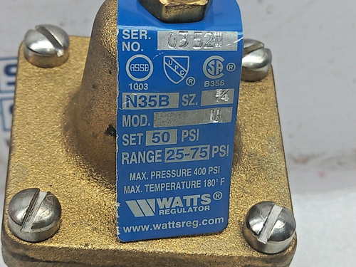 Watts Water Pressure Regulator Valve With Bypass N35B for sale online ...