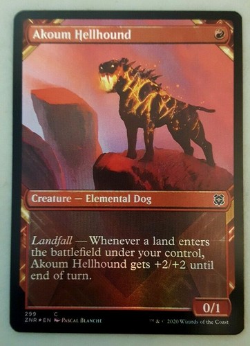 1x Akoum Hellhound Showcase FOIL Zendikar Rising Magic the Gathering ...