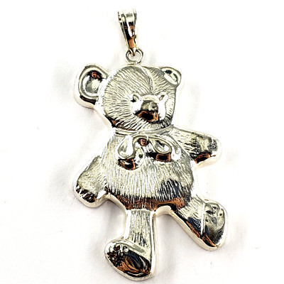 Vintage Sterling Silver Teddy Bear Pendant Ornament Stuffed Animal Toy ...