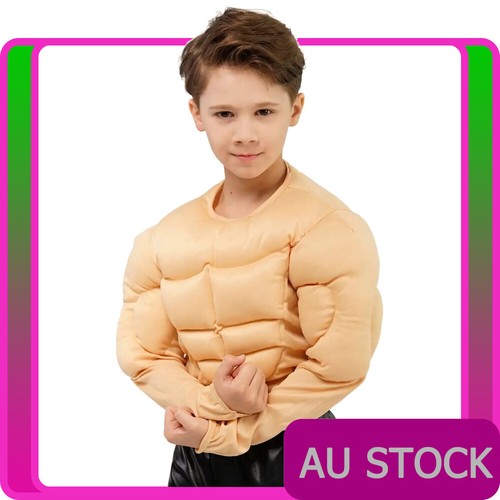 Boys Fake Muscle Shirt Body Suits Chest Pads Costume Kids Abdomen ...