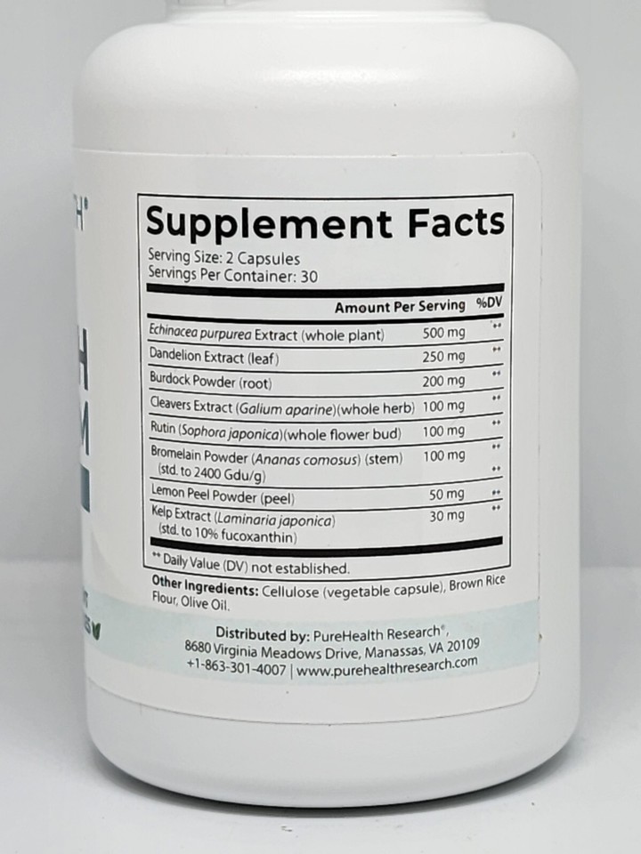 Pure Health Research Lymph System Support 60 Capsules New Sealed Exp ...