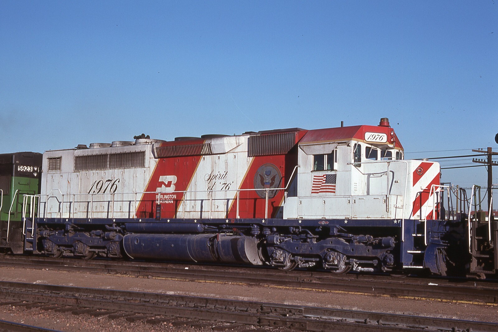 MS: Orig Slide BN Burlington Northern Bicentennial SDP40 #1976 Denver ...