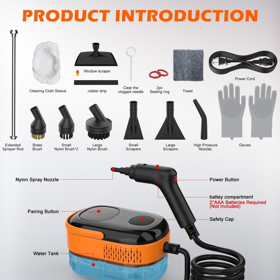 Handle Control Handheld Steam Cleaner High Temp Pressure Cleaning ...