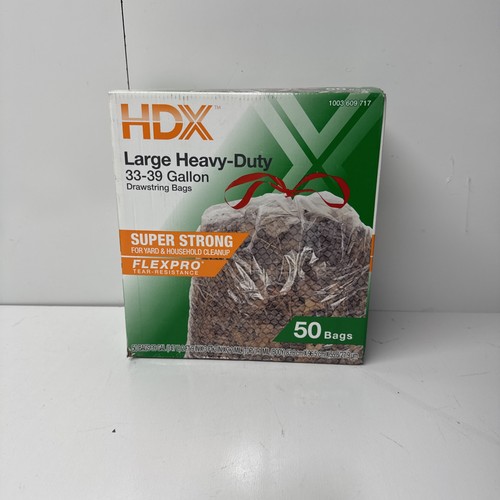 HDX 33-39 Gallon Clear Drawstring Outdoor Yard Trash Bags Large Heavy ...