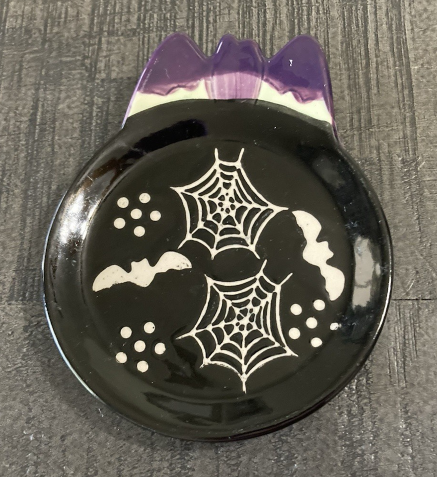Temptations Halloween Spoon Rests Mini Plates Set Of 3 Black And Cream ...
