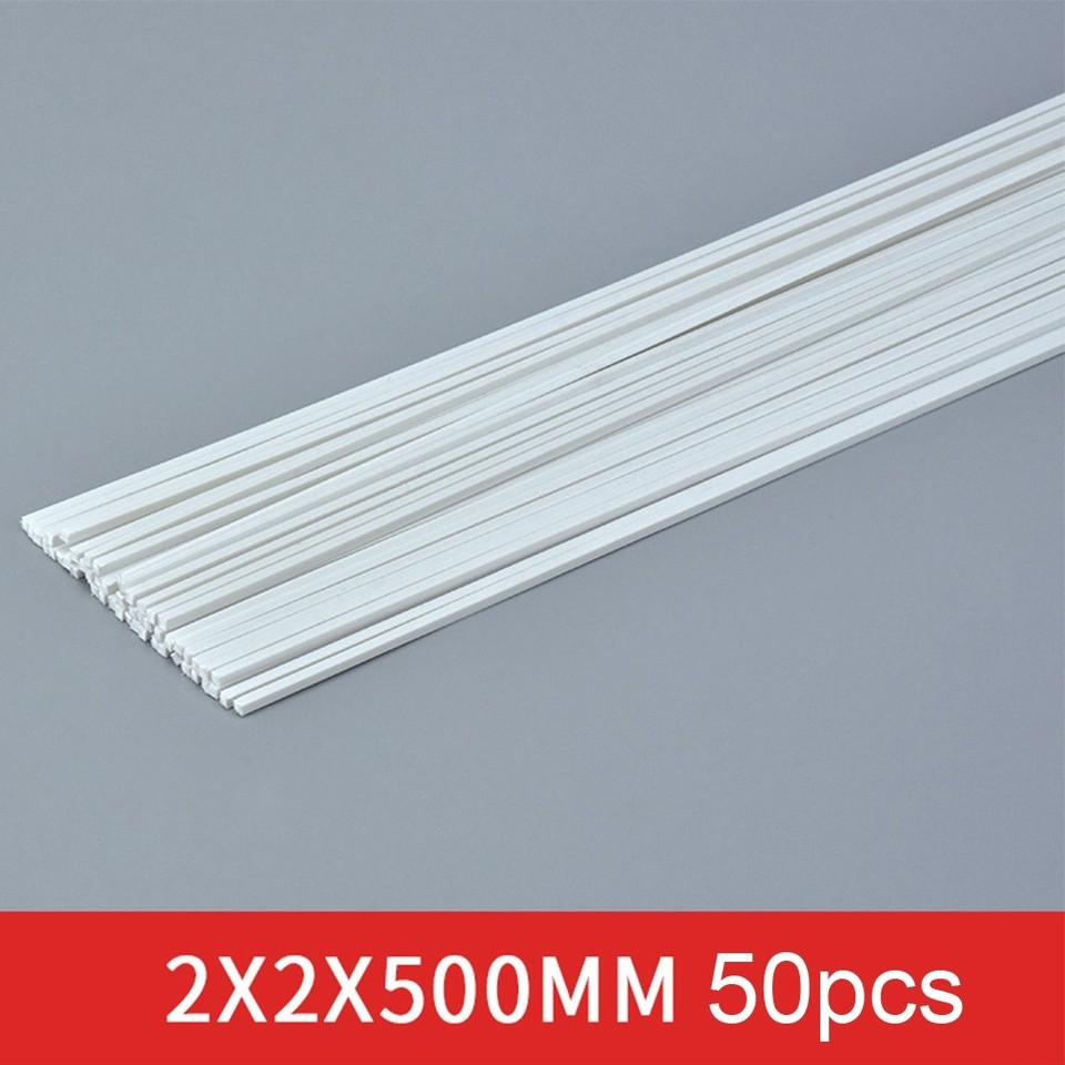 50 Pieces ABS Solid Square Bar Rod 50cm Model Layout Material Plastic ...