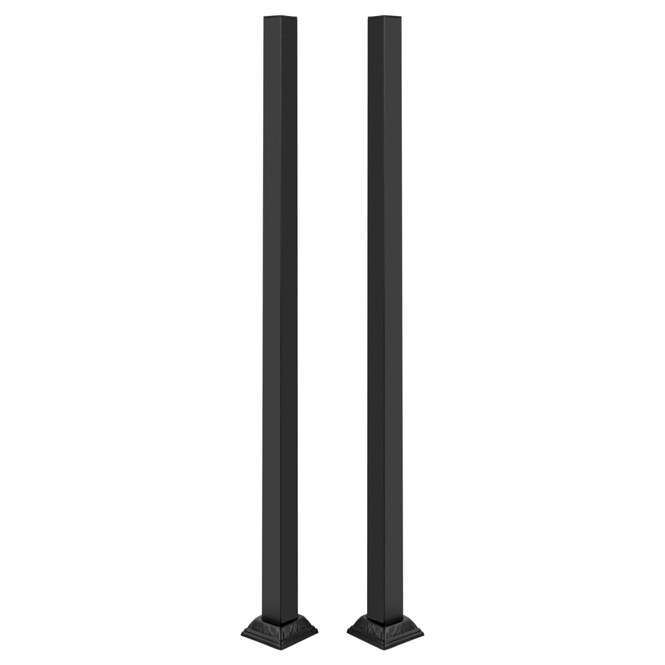 2x 38" Black Deck Railing Wrought Iron Handrail Post Kit Square Metal ...