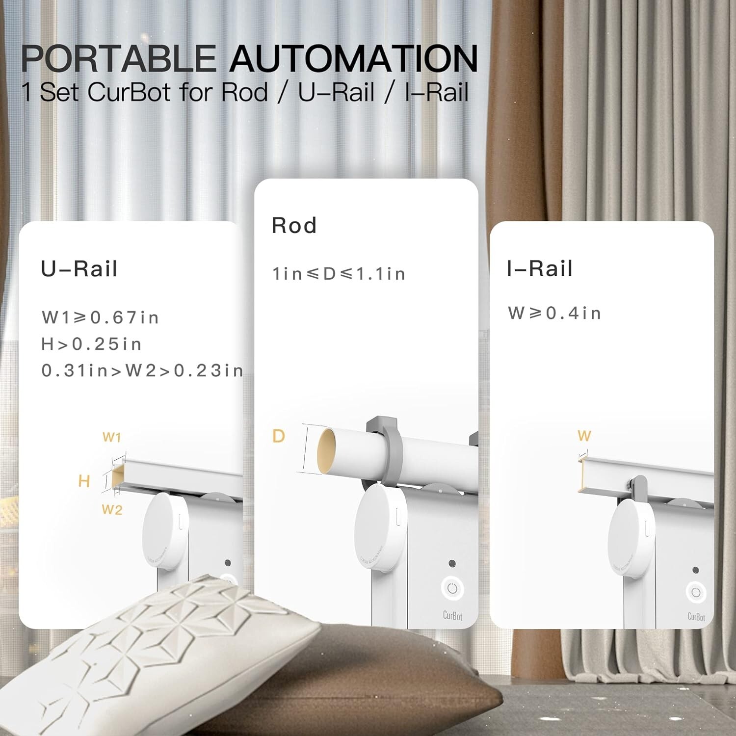 CurBot Smart Curtains Rod Opener, Smart Home Automatic Curtain Switch ...