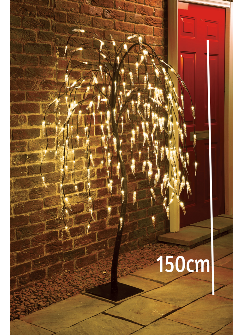 5ft Solar Powered Outdoor Tree Garden Decoration Lights 240 LED Warm ...