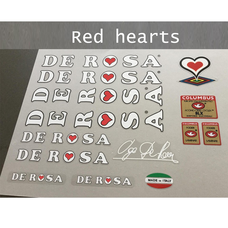 Derosa De Rosa 80s Decals set choice of clear or red hearts restoration ...