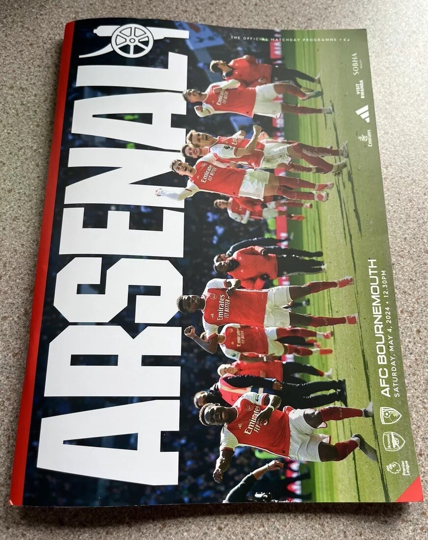 ARSENAL v BOURNEMOUTH Matchday Programme, | Grelly UK