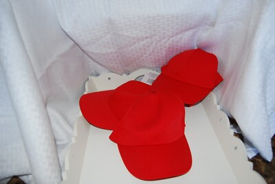 Three Red Baseball Caps Hats | eBay