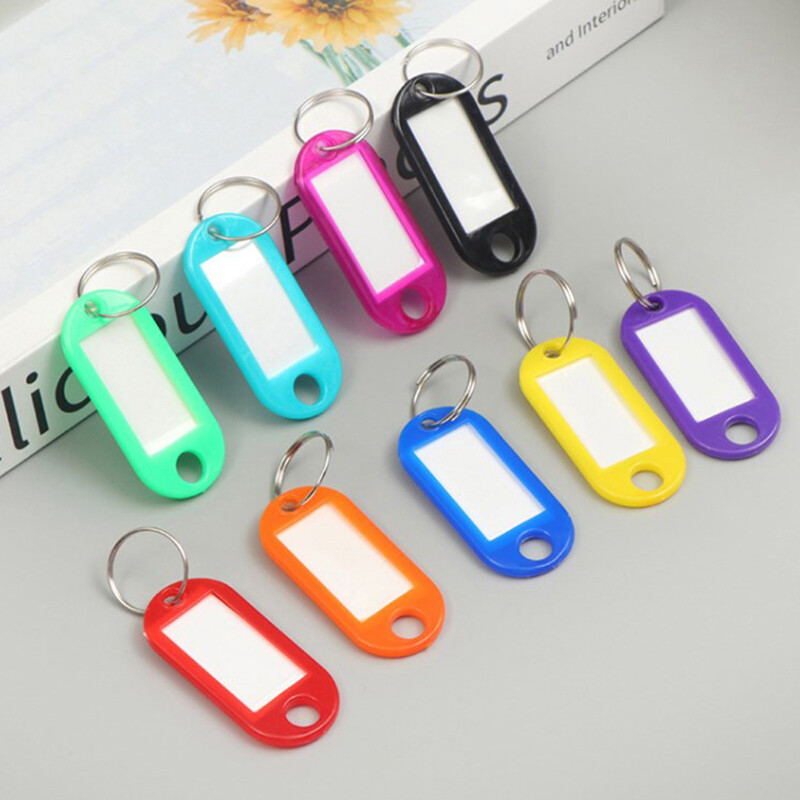 30pcs Colorful Plastic Keychain Key Tags Label Numbered Name Baggage ...