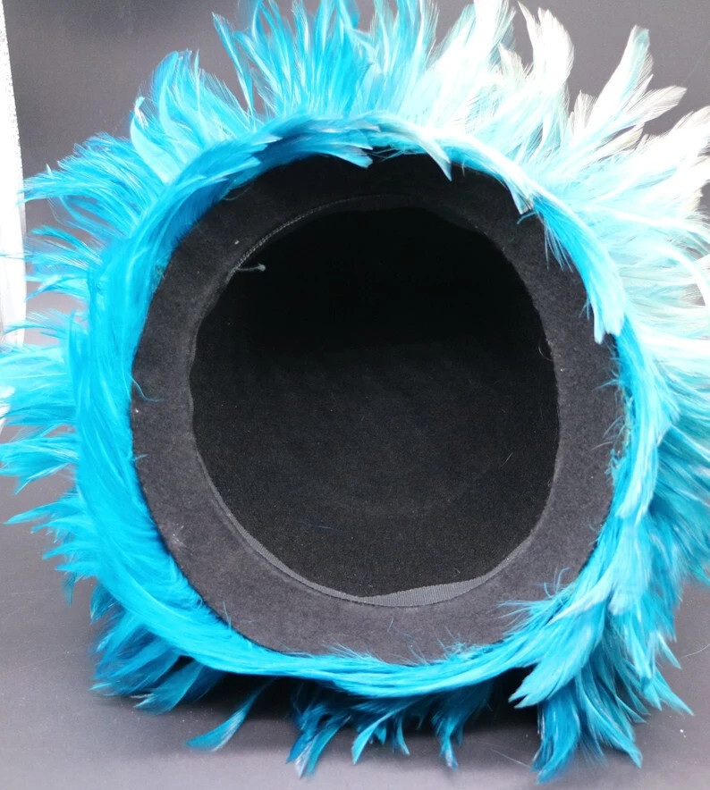 VINTAGE BLUE FEATHER HAT - SHOWGIRL STYLE HEADPIECE | eBay