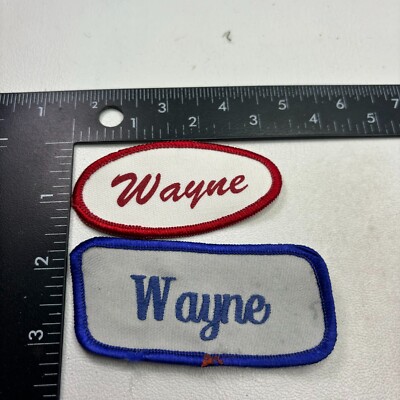 USED Retro 2 Patches Red & Blue WAYNE Name Patches (Uniform Workwear ...
