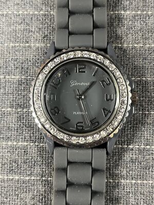 Geneva Grey Rubber Band Quartz Ladies Watch | eBay