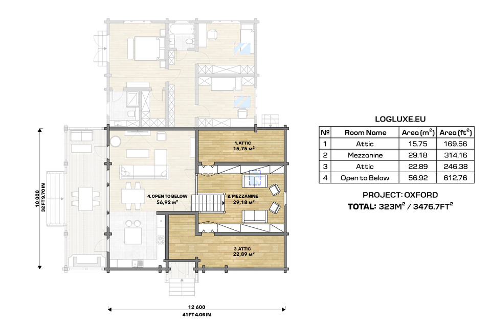 LUXURY PREFABRICATED LOG CABIN HOME KIT 3476 ft² / 323m² - DISCOUNT ...