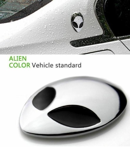 2Pcs Full Metal 3D Alienware Alien Head Auto Logo Sticker Badge Emblem ...