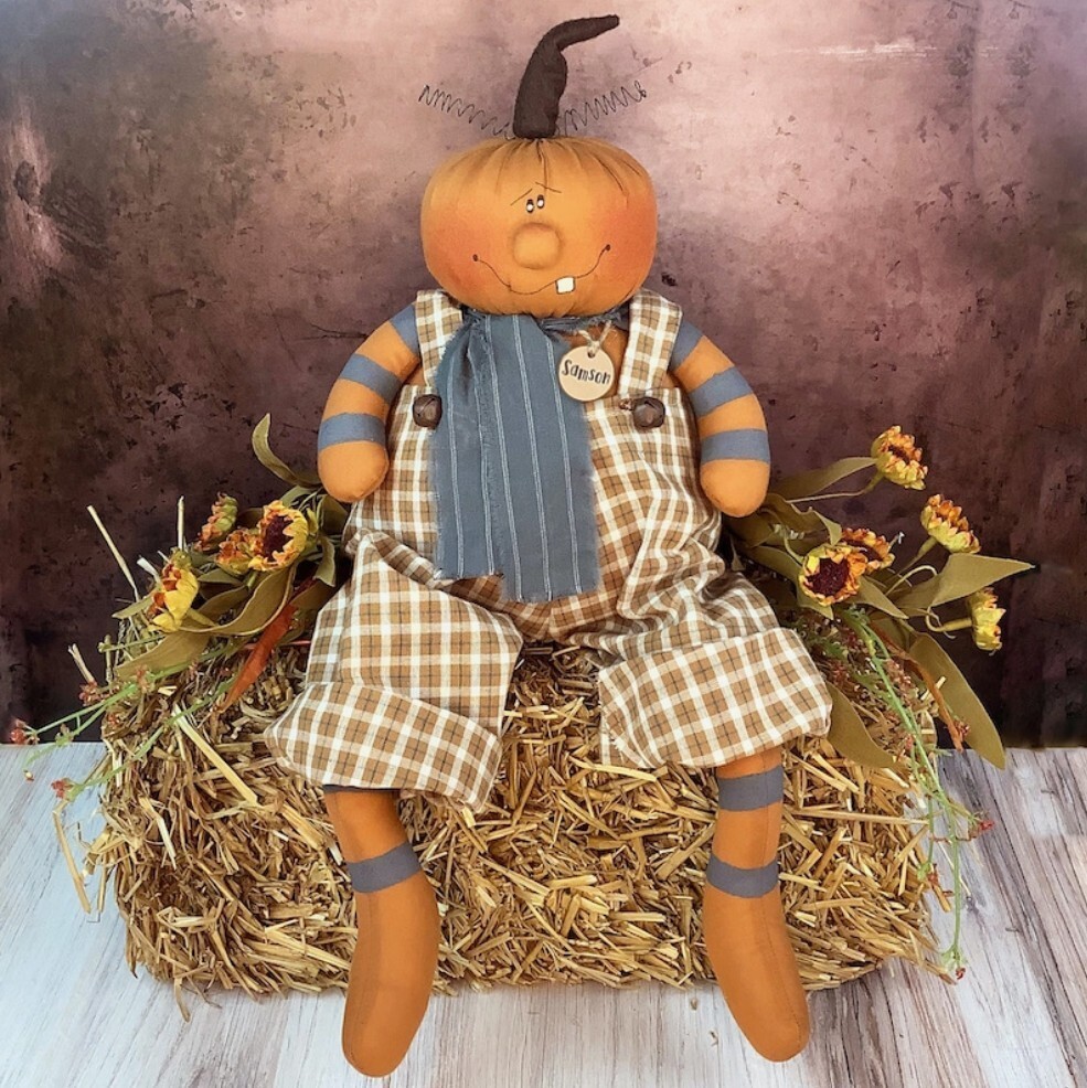 Halloween Decor Samson the Goofy Jack o Lantern Doll Primitive Fall ...