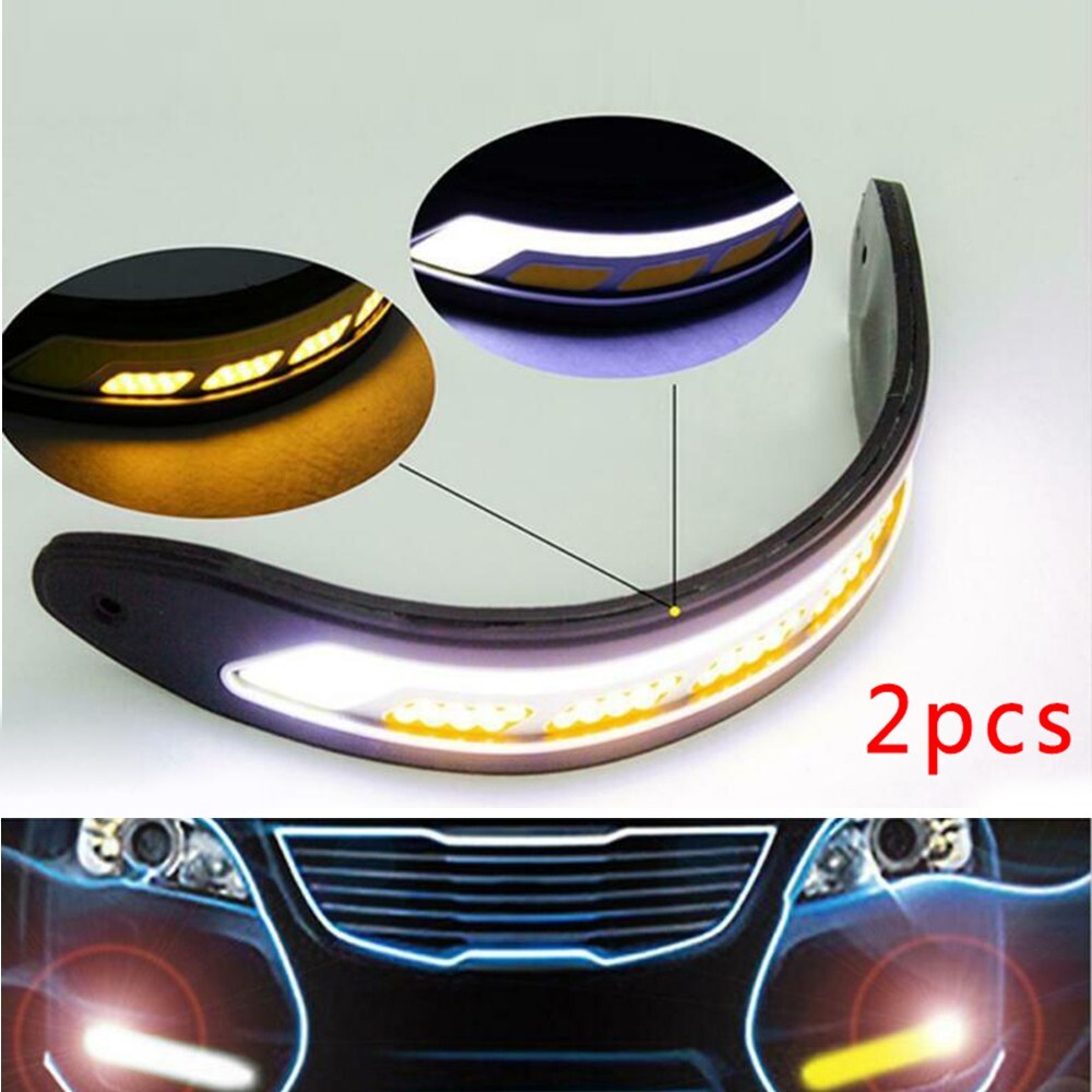 20W Daytime Running Lights Auto COB LED Lamp Set Waterproof White&amber ...