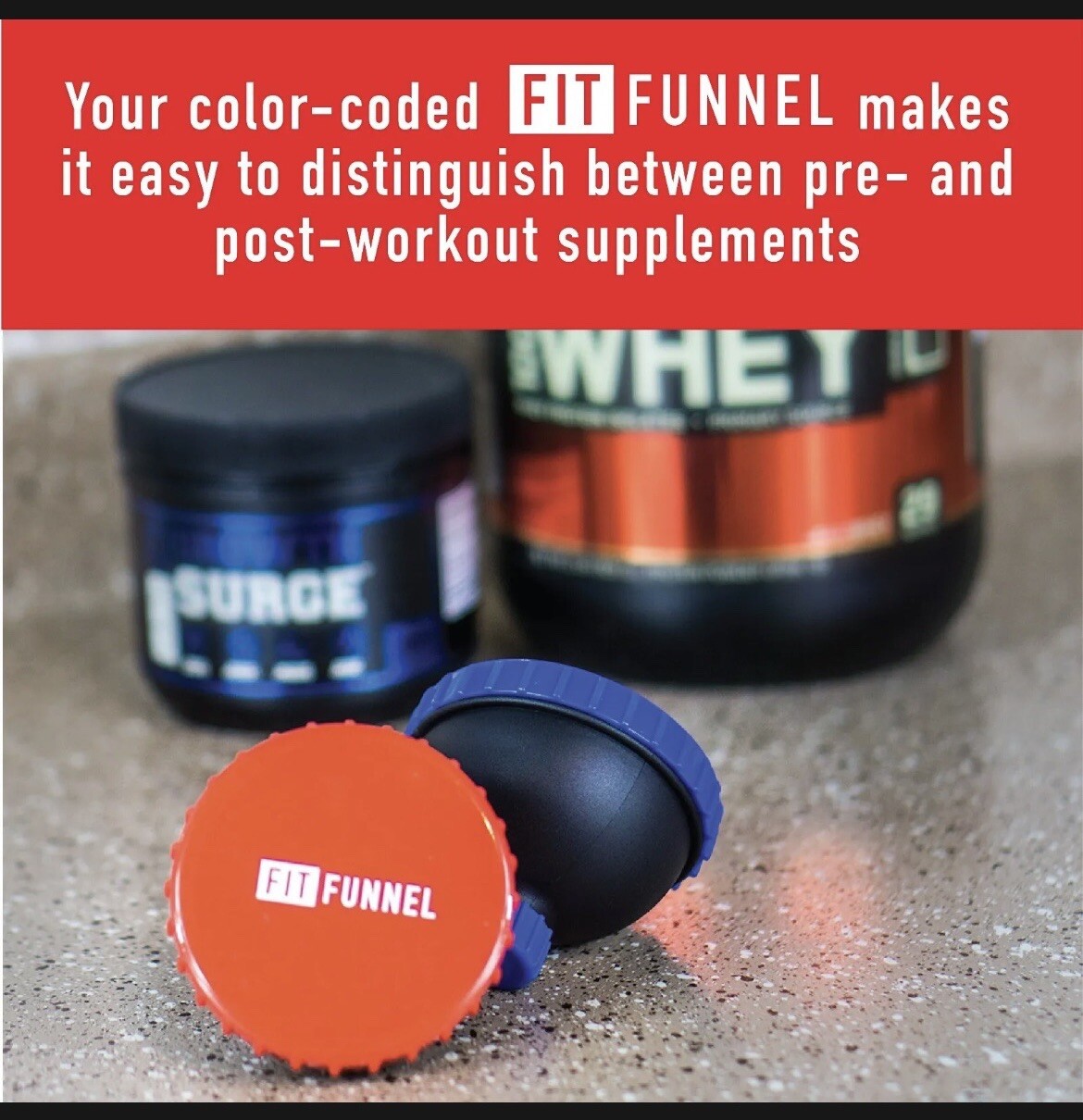 Supplement & Protein Funnel Portable Container Color Coded For Pre ...