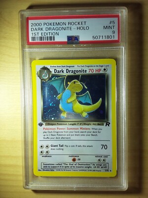 Pokemon Dark Dragonite Team Rocket 1st Edition Holo Rare #5 PSA 9 Mint ...