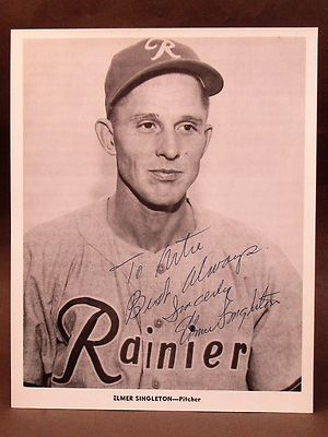 c.1956 autograph ELMER SINGLETON Seattle Rainiers Popcorn Card premium ...