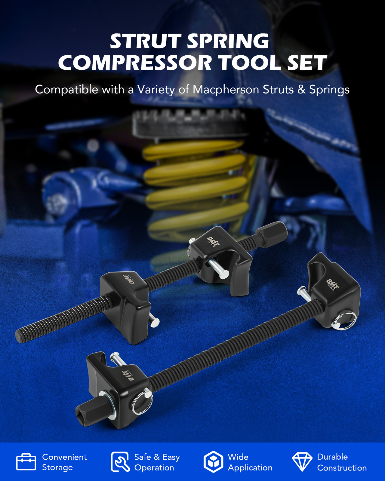 OMT 2pc MacPherson Strut Coil Spring Compressor Tool Set with 10.5in ...